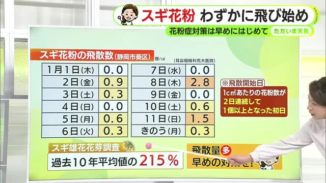 花粉わずかに飛び始め 2026年は例年の2倍！？【静岡・ただいま天気 1/13】 - テレしずWasabee わさびー